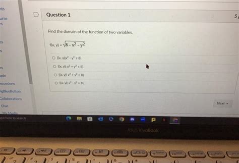 Solved Find The Domain Of The Function Of Two Variables Chegg