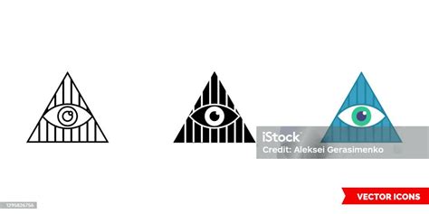 Oeil Dans Licône De Triangle De 3 Types De Couleur Noir Et Blanc