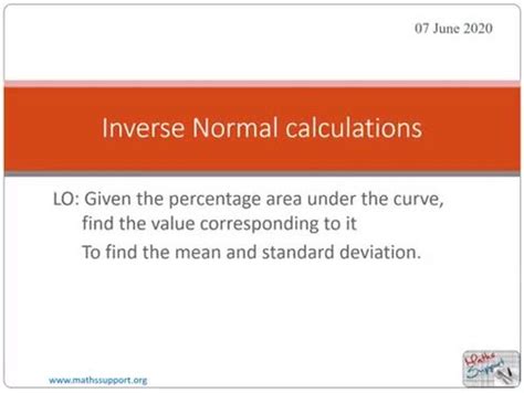 Inverse Normal Calculations By Maths Support Centre Tpt