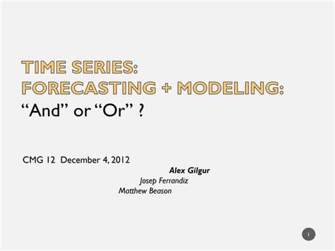 Time Series Forecasting Modeling Cmg12 Pdf Web Development Internet
