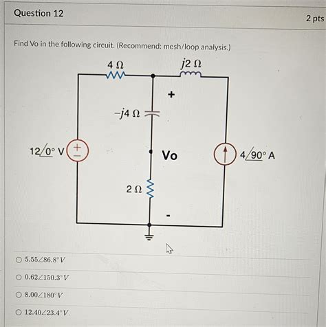 solved question 122 ﻿ptsfind v0 ﻿in the following circuit