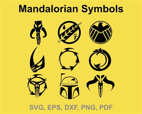 The Mandalorian Symbols Svg Mandalorian Emblems Mandalorian Etsy