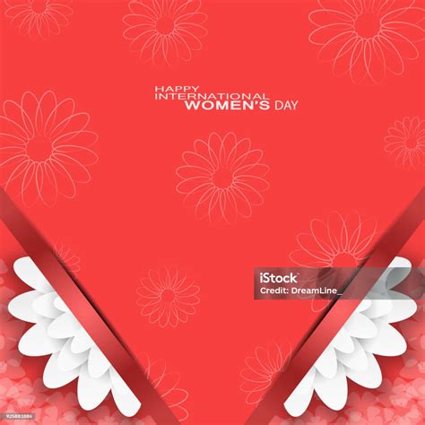 벡터 패턴에서 주머니와 빨간색과 흰색 포스터 인사말 Leafs 고 8 3 월국제적인 여자의 일에 대 한 붉은 배경에 꽃 8에 대한 스톡 벡터 아트 및 기타 이미지 Istock