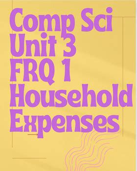 AP Computer Science Unit 3 Test FRQ 1 Household Expenses Key Included