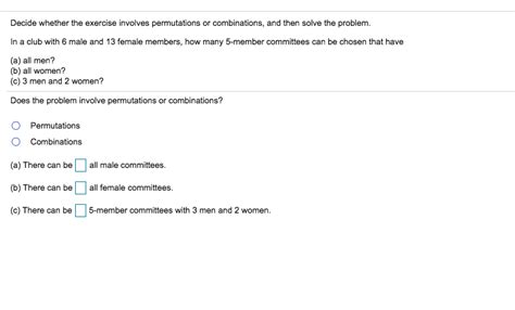 solved decide whether the exercise involves permutations or