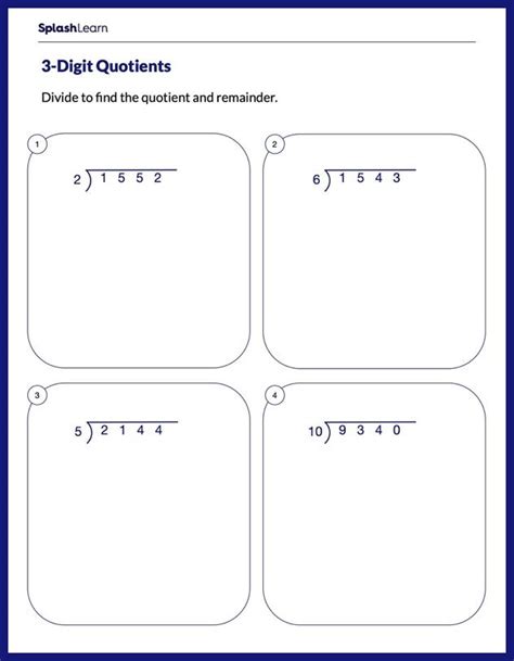 Divide The 4 Digit Numbers Worksheet