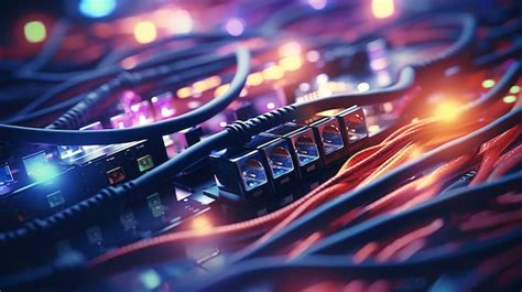 Premium AI Image Close Up Of Data Cables And Connections