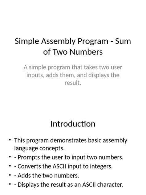 05 Assembly Sum Program Pdf