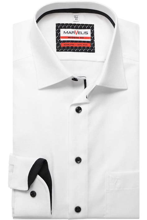 Marvelis Modern Fit Hemd weiss, Strukturiert | Businesshemden.com