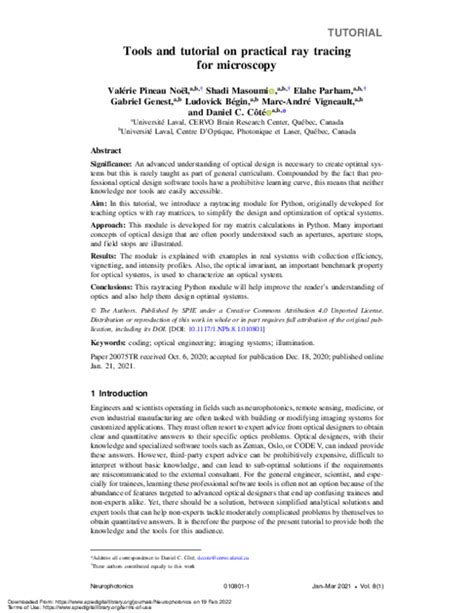 pdf tools and tutorial on practical ray tracing for microscopy