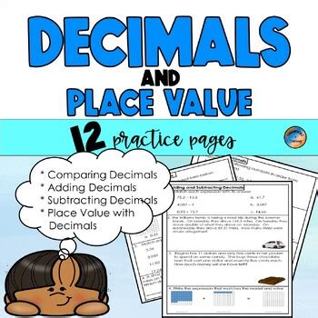 Adding Subtracting And Comparing Decimals Practice Pages And Place Value