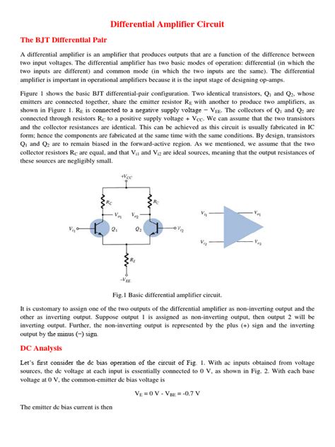 Differential Amplifier Circuit Pdf Amplifier Operational Amplifier