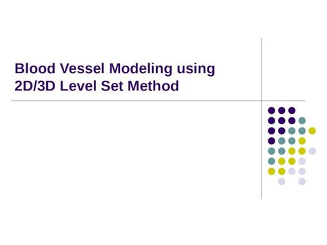 Ppt Blood Vessel Modeling Using D D Level Set Method Dokumen Tips