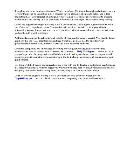 Survey Thesis Questionnaire Pdf Survey Methodology Questionnaire