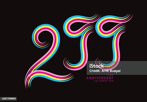 299 번호 디자인 벡터 그래픽 티셔츠 299 주년 기념 로고 타입 다채로운 라인 299 번째 생일 로고 배너 템플릿 초대장