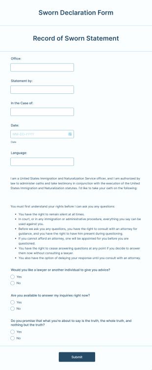 Export Declaration Form Template Jotform