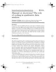 The Role Of Coding In Qualitative Data Analysis Manual Vs Course Hero