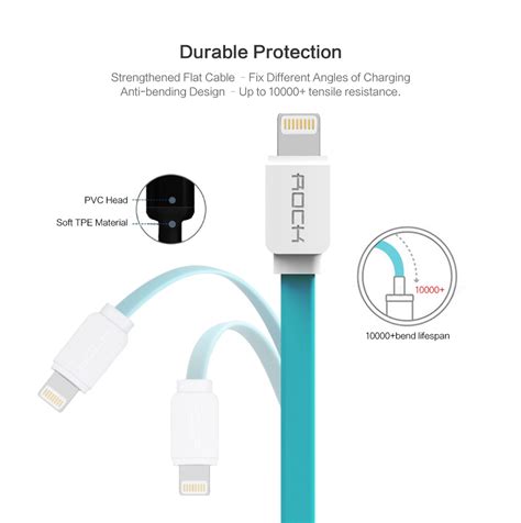 Cabo Usb Para Iphone 7 6 6s Se 5s Rock Original Data Sync Flat Usb
