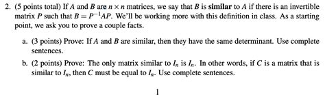 solved 2 5 points total if a and b are n×n matrices we