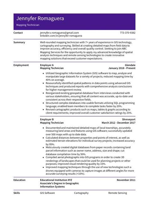 Mapping Technician Resume Cv Example And Writing Guide