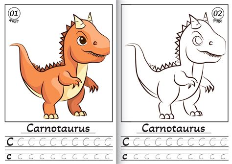 Carnotaurus Alphabet Abc Coloring Page C Cute Cartoon Dinosaur On A White Background Coloring
