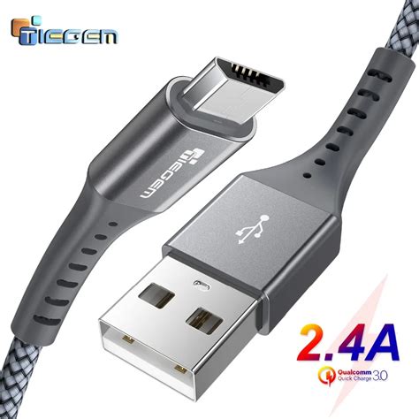 TIEGEM Micro USB кабель 2.4A кабель передачи данных для быстрой зарядки ...