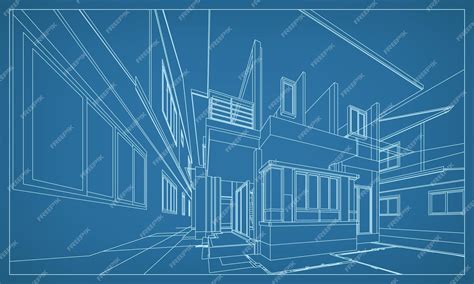 Premium Vector 3d Perspective Render Of Building Wireframe Structure Abstract Construction
