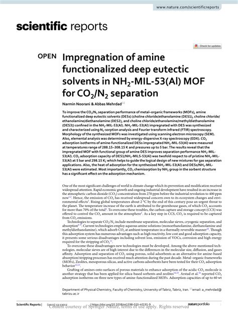 pdf impregnation of amine functionalized deep eutectic solvents in