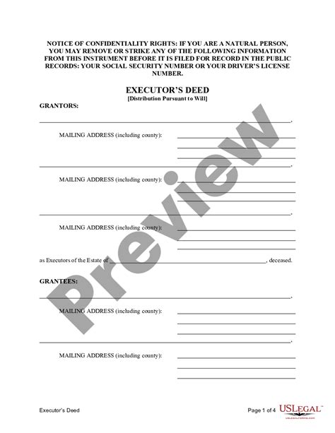 Texas Executors Deed Executor Executors Will Us Legal Forms