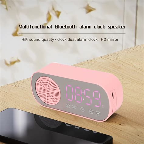 Reloj Despertador Altavoz Bluetooth Pantalla De Espejo Led De Alta