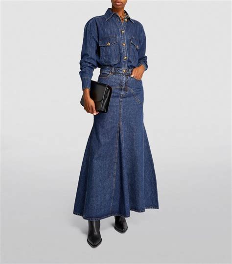 Womens ZIMMERMANN Blue Denim Maxi Skirt Harrods UK