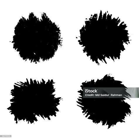 흰색 배경에 흑백 브러시 스트로크 프레임입니다 벡터 일러스트 레이 션입니다 벡터 그런 지 원입니다 흰색 배경에 잉크 사각형