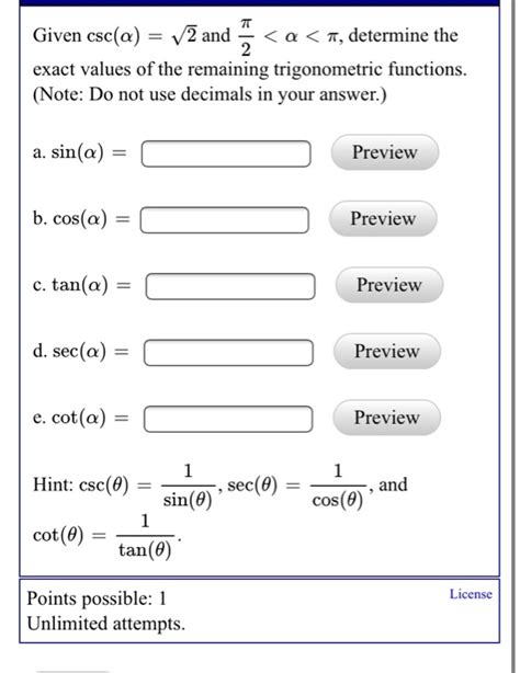 Solved Given Csc A V And