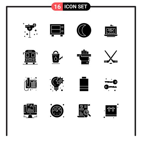 Set Of 16 Modern Ui Icons Symbols Signs For School Dessert Nature Cake Brownie Editable Vector