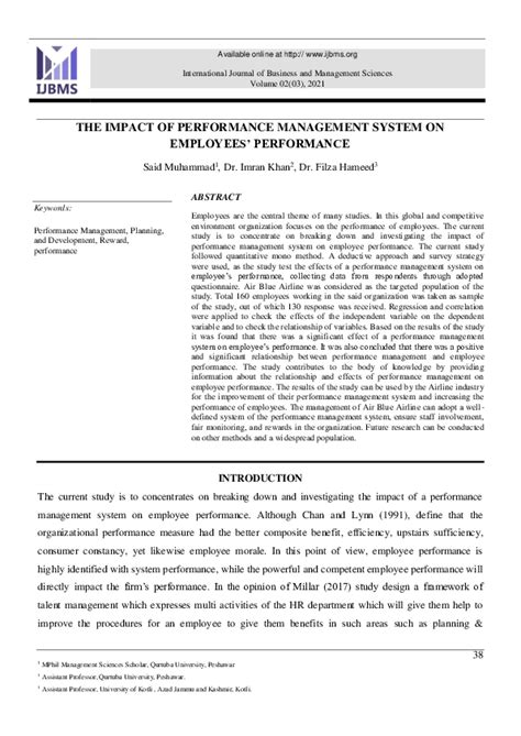 Pdf The Impact Of Performance Management System On Employees Performance