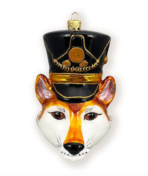 Large White Tiger Soldier Head Glass Ornament Kenzington Guard