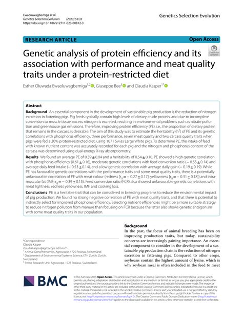 Pdf Genetic Analysis Of Protein Efficiency And Its Association With