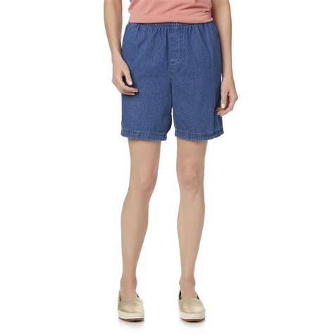 Basic Editions Womens Stretch Waist Denim Shorts