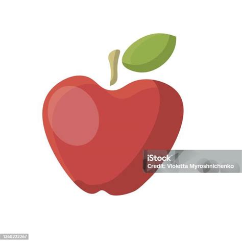 흰색 배경에 그림자와 녹색 잎과 빨간색 사과 간단한 평면 이미지 0명에 대한 스톡 벡터 아트 및 기타 이미지 0명 가을 건강한 식생활 Istock