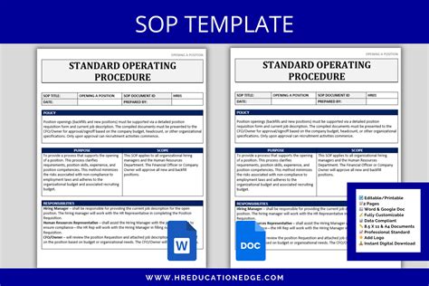 Standard Operating Procedure Sop Template User Guide Standard
