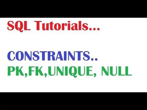 SQL Tutorial Constraints With Examples YouTube