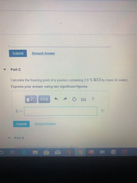 Solved Part A Calculate The Freezing Point Of A Solution Chegg