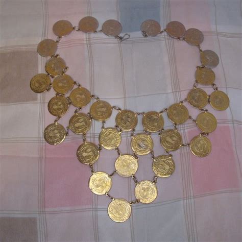 Vintage Jewelry Vintage Gold Tone Faux Coin Bib Necklace 9 L Poshmark