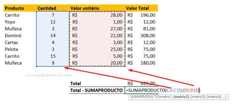 Función Sumaproducto En Excel Aprender Ninja Del Excel