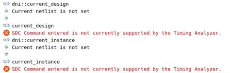 Quartus Current Netlist Is Not Set SDC Command Entered Is Not