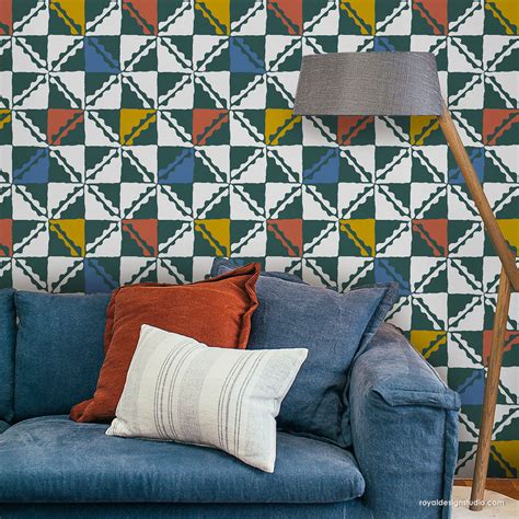 Modern Check Pattern Stencil Large Wall Stencils For Diy Decor