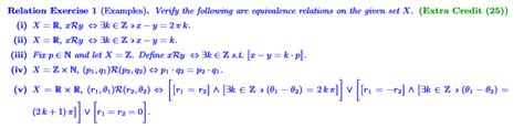 Solved Relation Exercise Examples Verify The Following Chegg