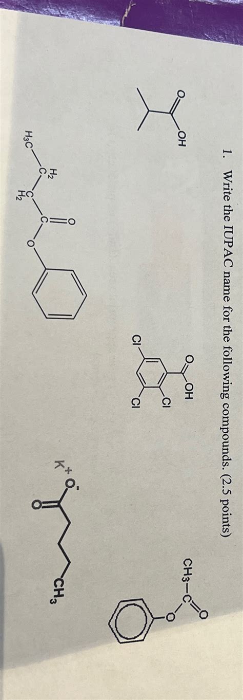 Solved Write the IUPAC name for the following compounds. | Chegg.com