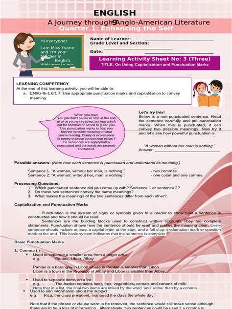 On Using Capitalization And Punctuation Marks Pdf Punctuation Comma