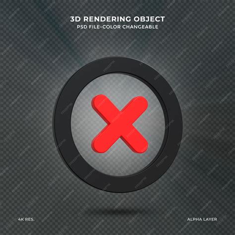Sinal Aprovado 3d Cross Mark Ui ícone Renderização 3d ícone De Sinal De
